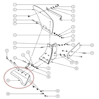 Lâmina Inferior Lisa Aiveca Arado HD Ikeda 0901132 | Novo Campo