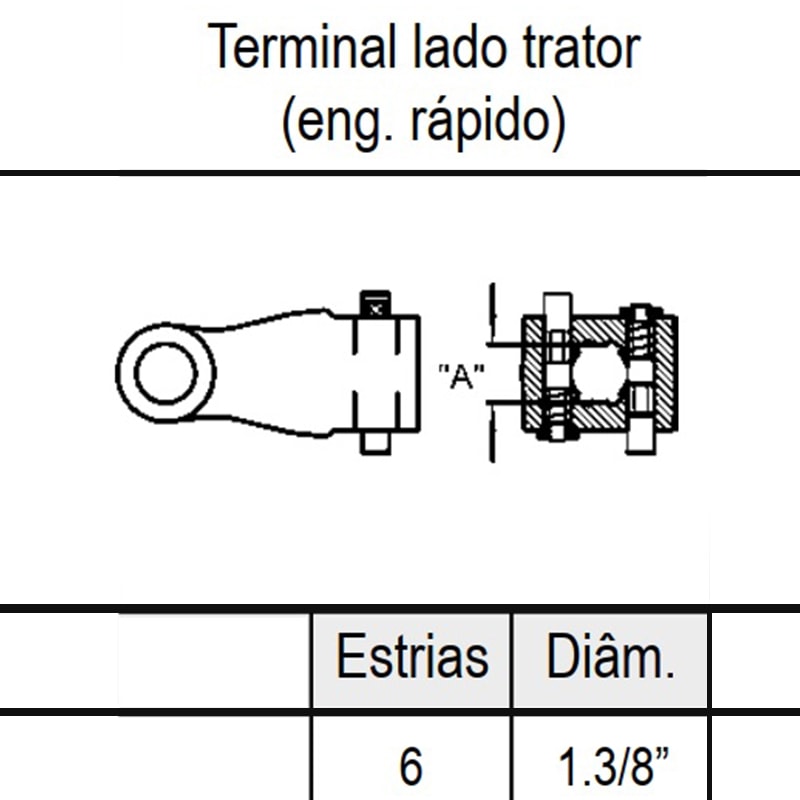 Terminal 1.3/8 6Z Trator Engate Rápido Duplo Série 008 Aemco 008001 - Loja Novo Campo