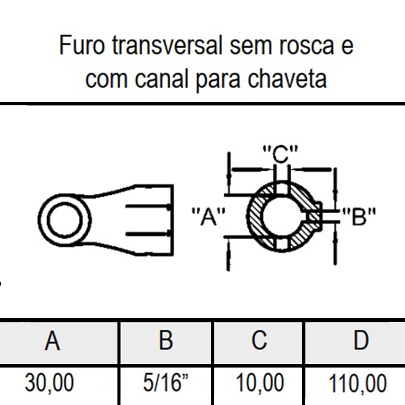 Terminal Redondo 30mm Furo Trava 10mm Chavetado Série 2000 Aemco CC208 ...